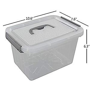 Lesbin 6-Pack Plastic Storage Box, 6 L Clear Storage Bins with Lid