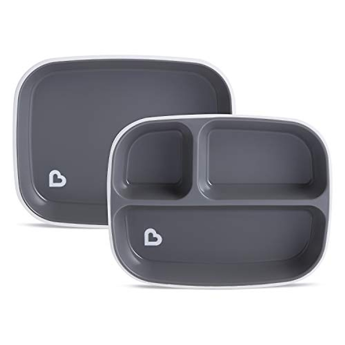 Munchkin® Grown Ups Table 7pc Toddler Feeding Supplies Gift Set, Includes Plates, Bowl, Open Cup and Stainless Steel Utensils, Grey