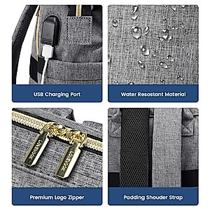 LOVEVOOK Laptop Backpack Women Teacher Backpack Nurse Bags, 15.6 Inch Womens Work Backpack Purse Waterproof Anti-theft Travel Back Pack with USB Charging Port (Grey)