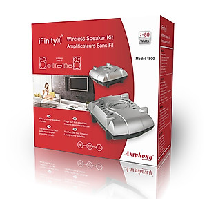 Amphony Wireless Speaker Kit with two Wireless Amplifiers (New Model), Makes Surround Speakers Wireless, 2x80 Watts, 300ft range, Connect to any Audio Source, Better-than Bluetooth Digital Wireless