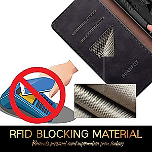 SUANPOT for Samsung Galaxy S10e 5.8"(Non S10 6.2") with RFID Blocking Leather Wallet case Credit Card Holder,Flip Folio Book Phone case Shockproof Cover Women Men for Samsung S10e case Wallet Black