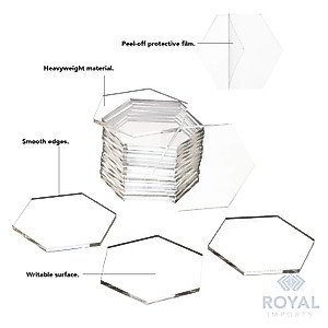 Royal Imports Place Cards Clear Acrylic Blank Plates, Table Seating Number Tiles, Custom Setting DIY Guest Name Signs Decor, Wedding, Reception, Party, Banquet, Dinner, Birthday - Hexagon - 20 pcs
