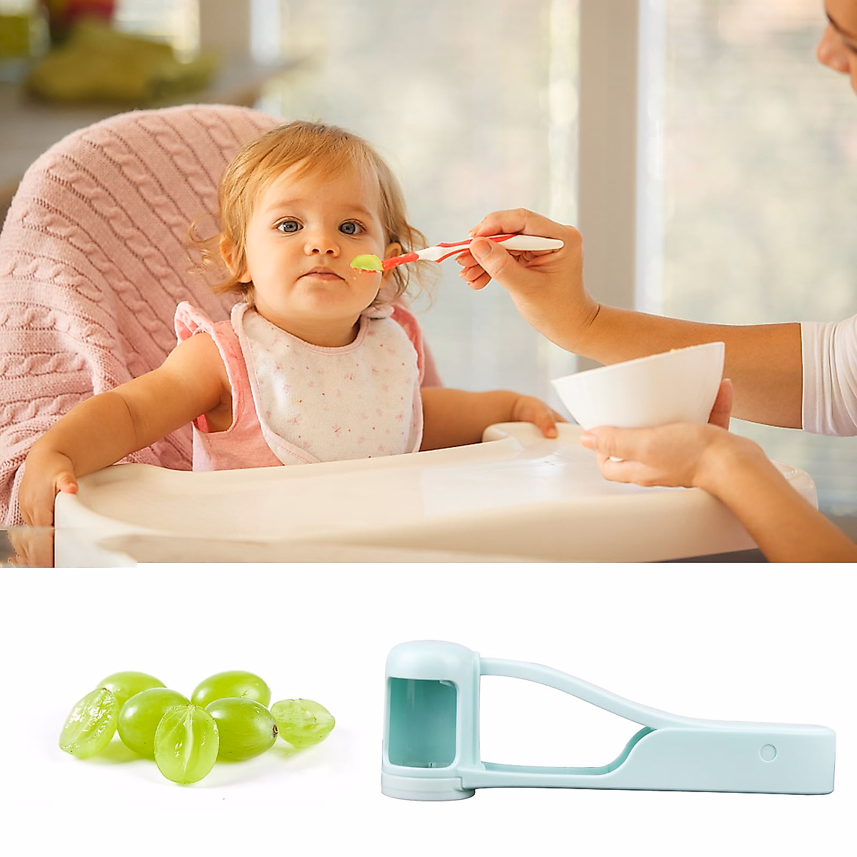 Homnoble Grape Cutter For Toddlers, Grape Slicer for Baby Stainless Steel Blade Grape Cherry Tomato Strawberry Cutter Tools Into 4 Pieces for Vegetable Fruit Salad Cake Decoration