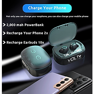 Wireless PRO Bluetooth 5.3 Earbuds Compatible with Samsung Galaxy S3 Slim + 2,000mah PowerBank 36 Hour Use, Wireless IPX4 Waterproof/Sweatproof/Noise Reduction with Quad Mic