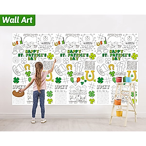 Wiooffen 47"x 82" St. Patrick's Day Giant Coloring Tablecloth Posters Activity for Kids, Huge Holiday Color-in Paper Poster Table Cover Arts and Crafts for Kids Preschool Kindergarten Classroom
