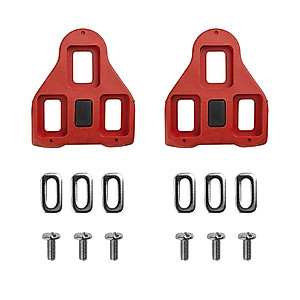 BV Bike Cleats Compatible with Look Delta and Peloton Bike - Adjustable 9 Degree Float System for Ultimate Stability and Power Transfer - Durable Red Metal Cleats for Road and Indoor Cycling Shoes