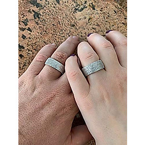 HarlemBling Real Solid 925 Silver - His Or Hers Micropave Ring - Wedding Band Or Pinky Ring Looks Nice On Anyone - Iced Out Eternity Hip Hop Band (7)