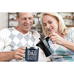 AMAZPRINTS Gifts for Dad from Daughter, Son, Kids on Fathers Day, Christmas, Birthday - Funny Fathhers Gifts - Present for Father - Dad Mug 14oz, Navy Insulated Stainless Steel
