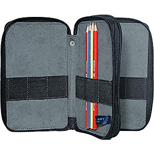 Speedball Art Products Canvas Storage Case for Pencils, Markers, Pens and Art Supplies, Holds Up To 48 Standard Pencils, Steel Blue