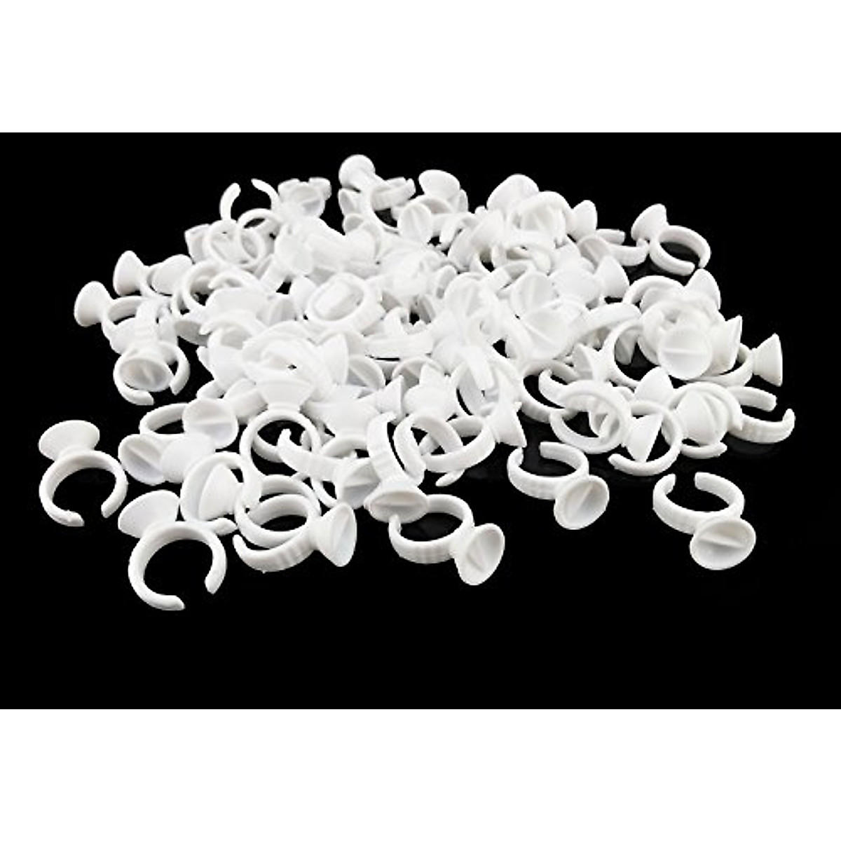 yueton 100Pcs 2 Slot Disposable Plastic Nail Art Tattoo Glue Pallet Holder Eyelash Extension Rings Adhesive Pigment Holders Finger Hand Beauty Tools