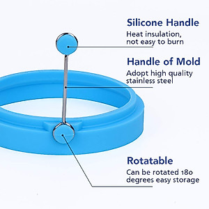 New Egg Ring with Oil Brush 100% Food Grade Egg Cooking Rings, Durable & Reusable Silicone Ring Eggs, Non Stick Silicone Ring for Eggs (5 Pack)