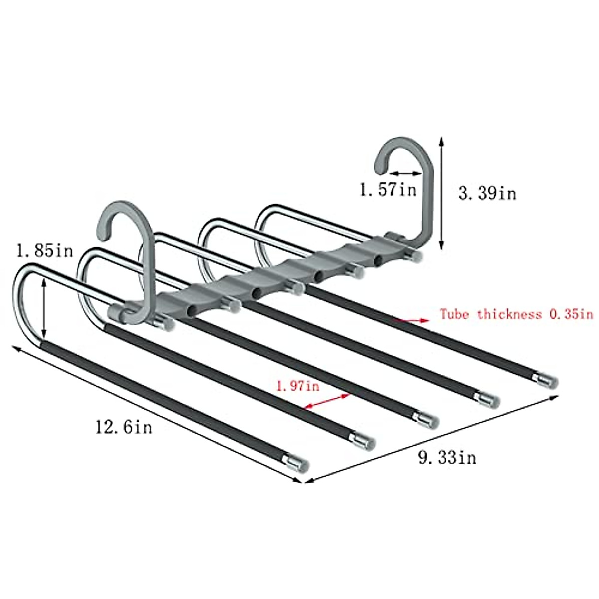 Kayson Pants Hangers Saves Space-2 Piece Wardrobe Stretchable Multi-Layer Multi-Functional Suitable for Trousers, Scarves and Ties (2 Piece, Pants Hangers), Gray