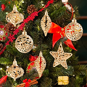 Christmas Balls Ornaments Sets Christmas Tree Decorations Gold Hollowed Out Five Pointed Star Creative Shaped Xmas Hanging Ornament for Christmas Tree Outdoor Indoor Gifts Clearancce