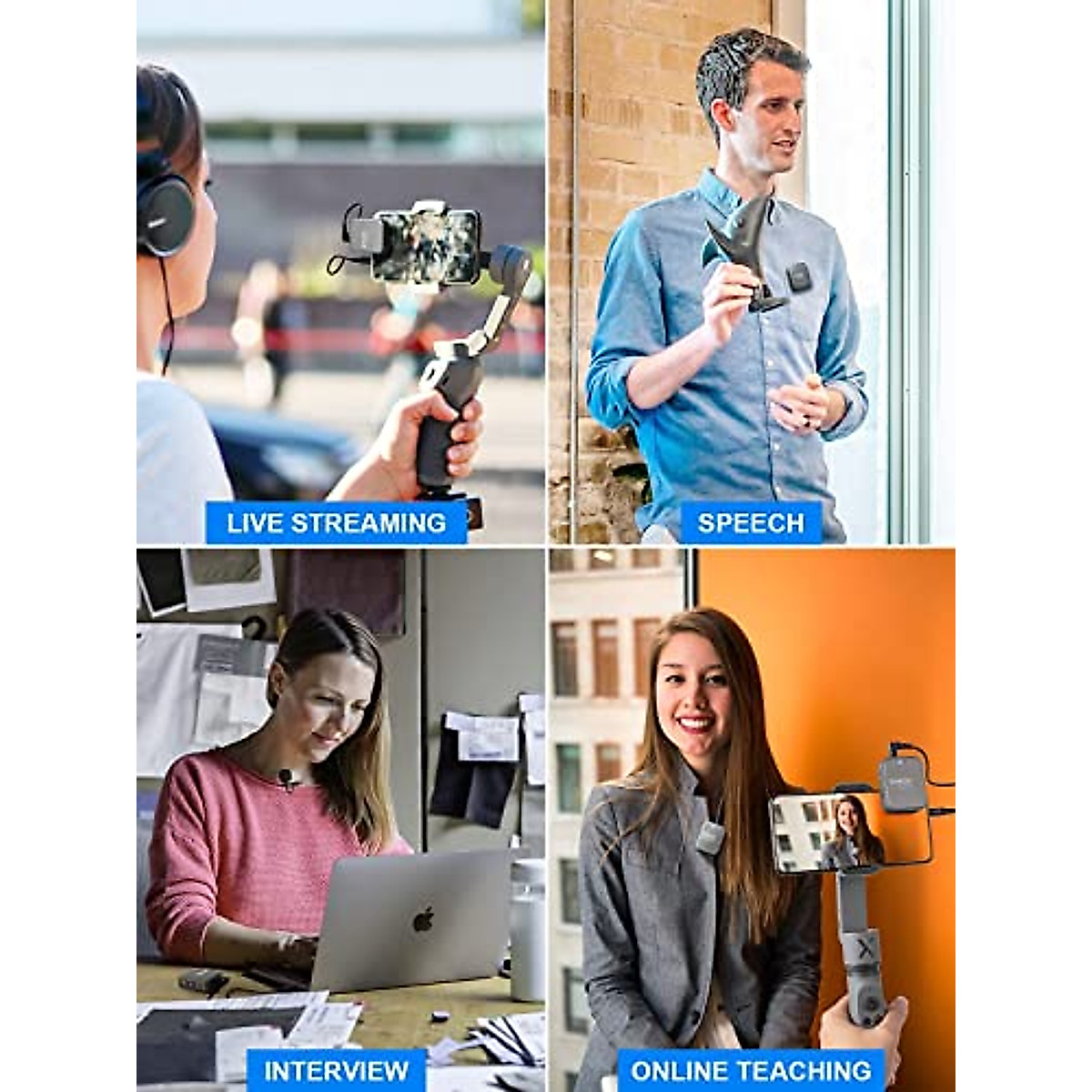 SYNCO Wireless Lavalier Microphones & Systems, G1(A1) 2.4GHz 1 Transmitter & 1 Receiver Lapel Mic for Vlog Streaming YouTube for DSLR Camera Smartphone Tablet, Wireless-Camera-Lav-Microphone-System