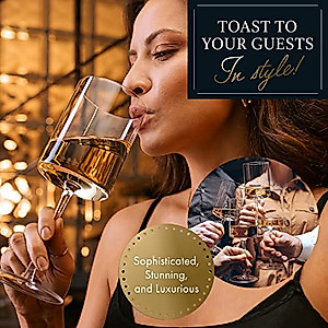 Crystal Wine Glasses, Modern & Elegant Square Glass Set of 2, Large Red Wine or White Wine Glass - Unique Gift for Women, Men, Wedding, Anniversary - 14oz