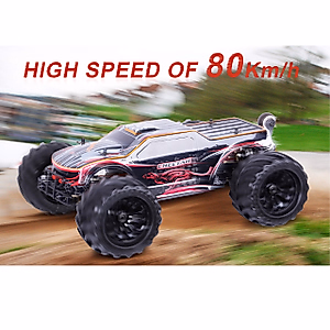 JLB Racing Cheetah 1:10 Scale RC Car Truck, 80+ KM/H High Speed RTR RC Truck, 2.4GHZ Radio Controlled Electric RC Car, 4WD 4x4 Off Road Monster Truck for Adults, IPX7 Waterproof Racing Vehicle Truck