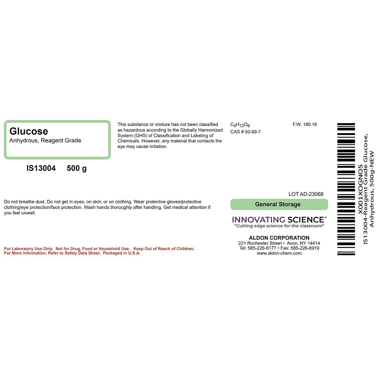 ALDON Innovating Science Reagent-Grade Glucose, Anhydrous, 500g - The Curated Chemical Collection