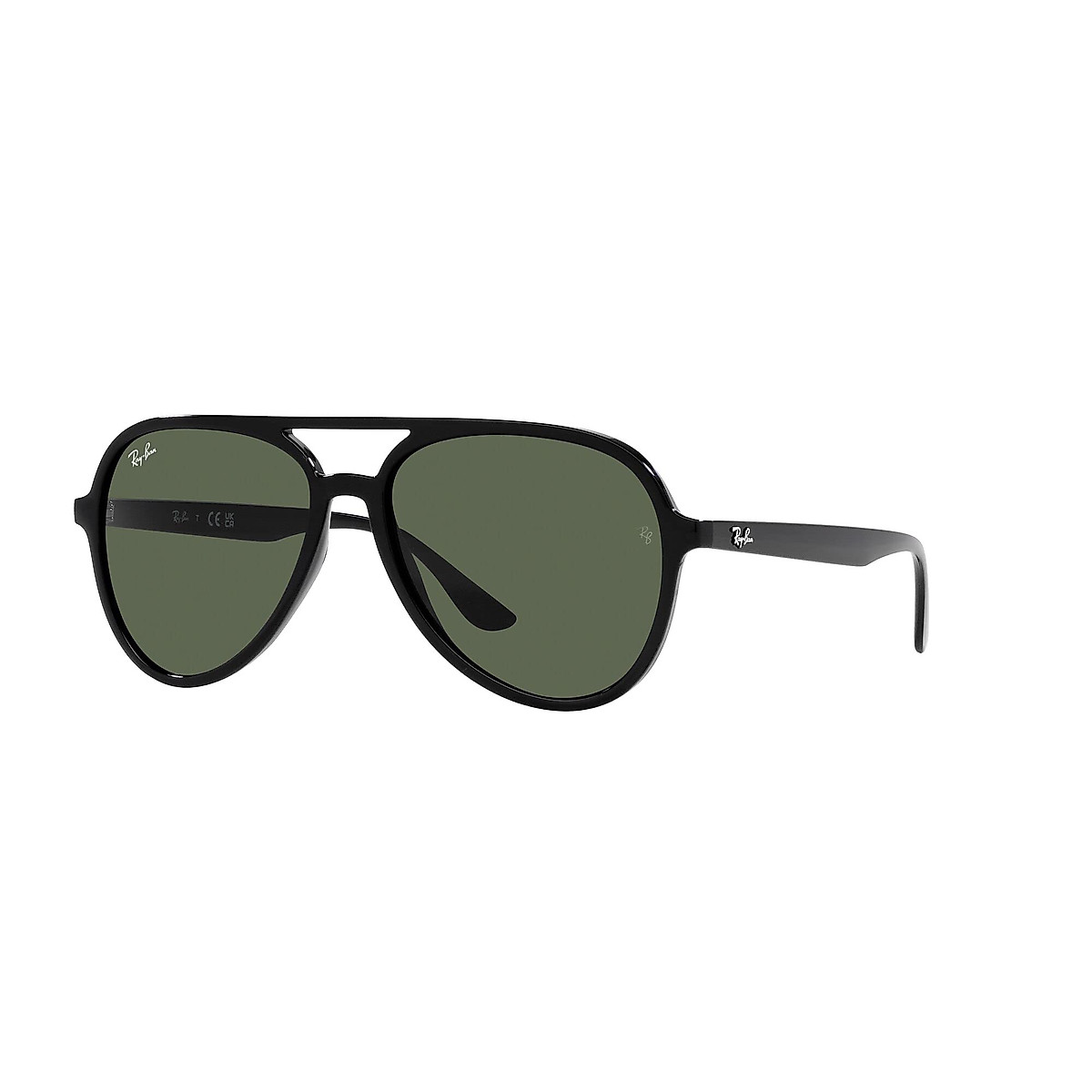 Ray-Ban RB4376 Aviator Sunglasses, Black/Dark Green, 57 mm