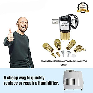UHS24 Universal Humidifier Solenoid Valve Replacement 24Volt Replace fit for Gen-eral 990-53 HE220 HE225 HE260 HE265 by Appliancemate