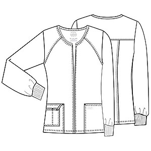 Cherokee Zip Front Scrub Jackets for Women, Workwear Core Stretch Soft Brushed Twill 4315, M, Black