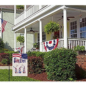 ITNOTC Garden Flags Patriotic, American flag American Gnome God Bless Freedom Independence Day Memorial Day Yard Decor Welcome House Flag Vertical Burlap Yard Flags for Outdoor Decorations 12 x 18 Inch