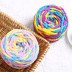 Multicolor 190g/ball Chenille Knitting Yarn Soft Ice Strip Line Cotton Yarn DIY Wool Yarn for Hand Knitting Scarf Thick Wool Yarn