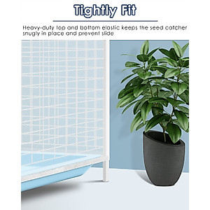 Bissap Bird Cage Seed Catcher, 59-90'' Universal Birdcage Net Nylon Adjustable Elastic Band Stretchy Skirts Mesh Cover for Parrot Cage Seed Guard (Not Include Birdcage)- White