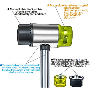 MotBach 2 Pack Double Head Plastic and Rubber Hammer, Double-Faced Soft Hammer(25mm and 35mm) with 4 Pcs Replacement Head(25mm and 35mm) for Jewelry, Leather Crafts, Wood, Flooring Installation