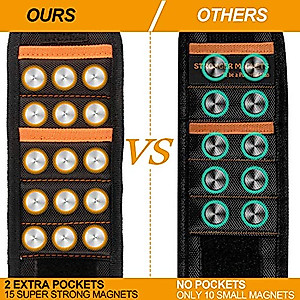 Tool Gifts for Men Magnetic Wristband with 15 Strong Magnets 2 Pack Magnetic Wrist Band Tool Holder for Holding Screws Nails Drill Bits Gadgets Gifts for Women Men Dad Husband Boyfriend DIY Handyman