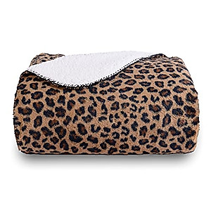 SOCHOW Premium Thick Sherpa Fleece Throw Blanket, Soft and Warm Winter Blanket, 60 × 80 Inches, Brown Leopard