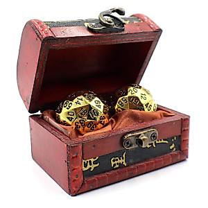 Large D60 Metal Dice with Gold Treasure Chest for Role Playing Games