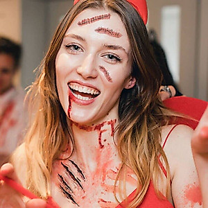 Halloween Scar Scab,15 Sheets Waterproof Temporary Tattoos Sticker for Masquerade, Prank Makeup Props,Party Costume