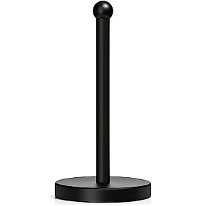 Modern Touch Accents Paper Towel Holder – Hand Towel Dispenser with Weighted Non-Slip Base for Kitchen, Countertop, Bathroom & Hotels - Easy One-Handed Tear Jumbo Paper Towel Roll Holder (Matte Black)