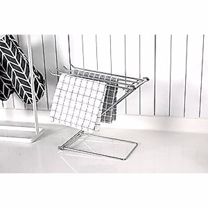 LENITH Stainless Steel Washcloth Holder Dish Rag Cloth Holder, 4 Arms Folding Towel Drying Rack for Kitchen countertop Bathroom, Hand Towel Stand Rack, Silver