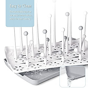 Baby Bottle Drying Rack with Tray, Termichy High Capacity Bottle Dryer Holder for Bottles, Teats, Cups, Pump Parts and Accessories, Gray