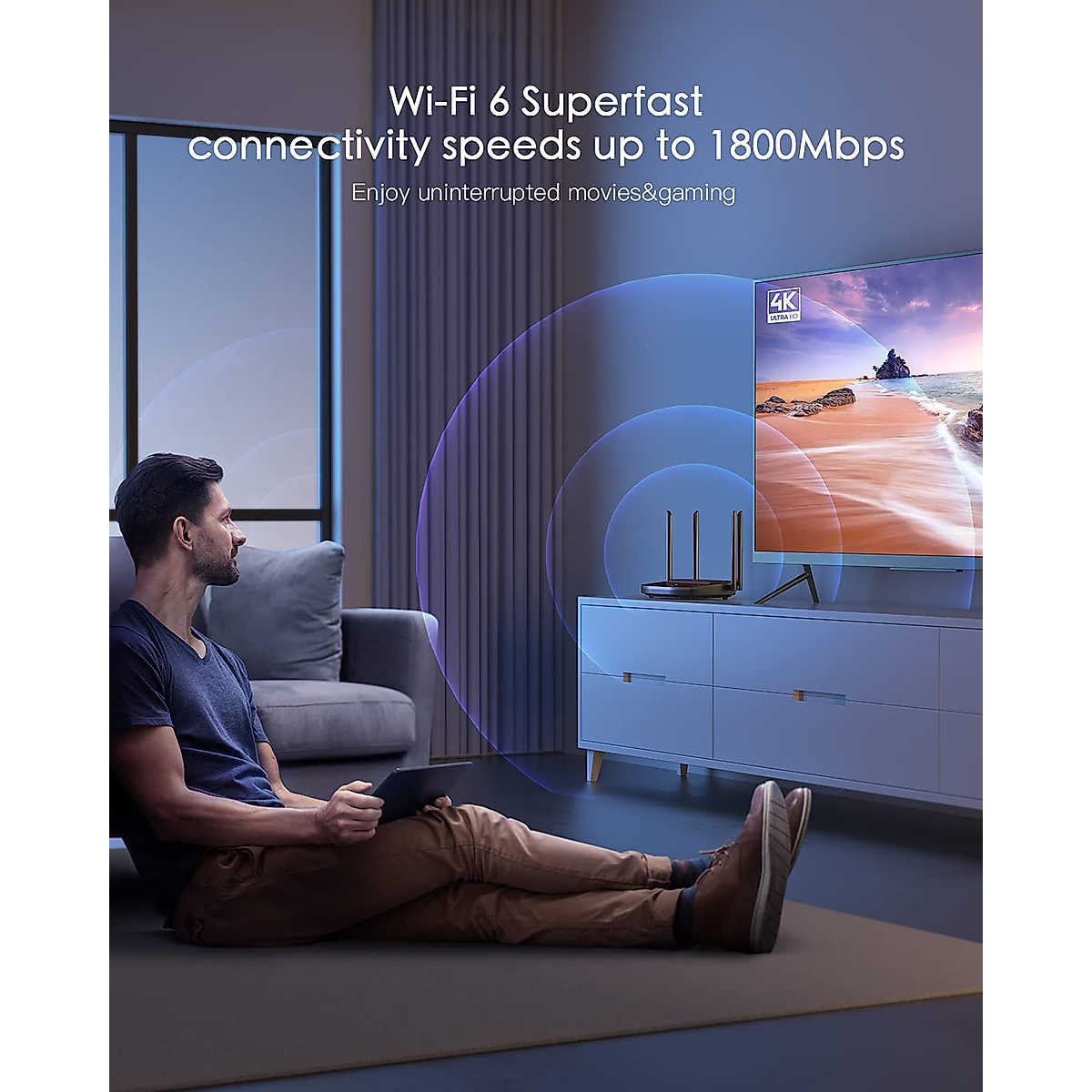 WiFi 6 Router, GNCC AX1800 WiFi Routers for Home, Dual Band Gigabit Wireless Router (Up to 1800 Gbps), Coverage up to 2000 sq. ft., 40 Devices, Parental Control