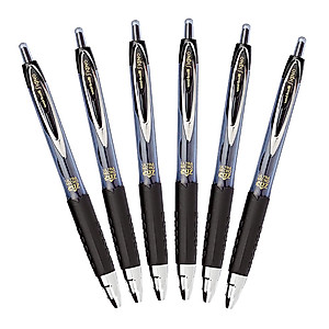 Uni-Ball Signo 207 Retractable Gel Pen, 0.38mm Ultra-Micro Point, Black, Pack of 6