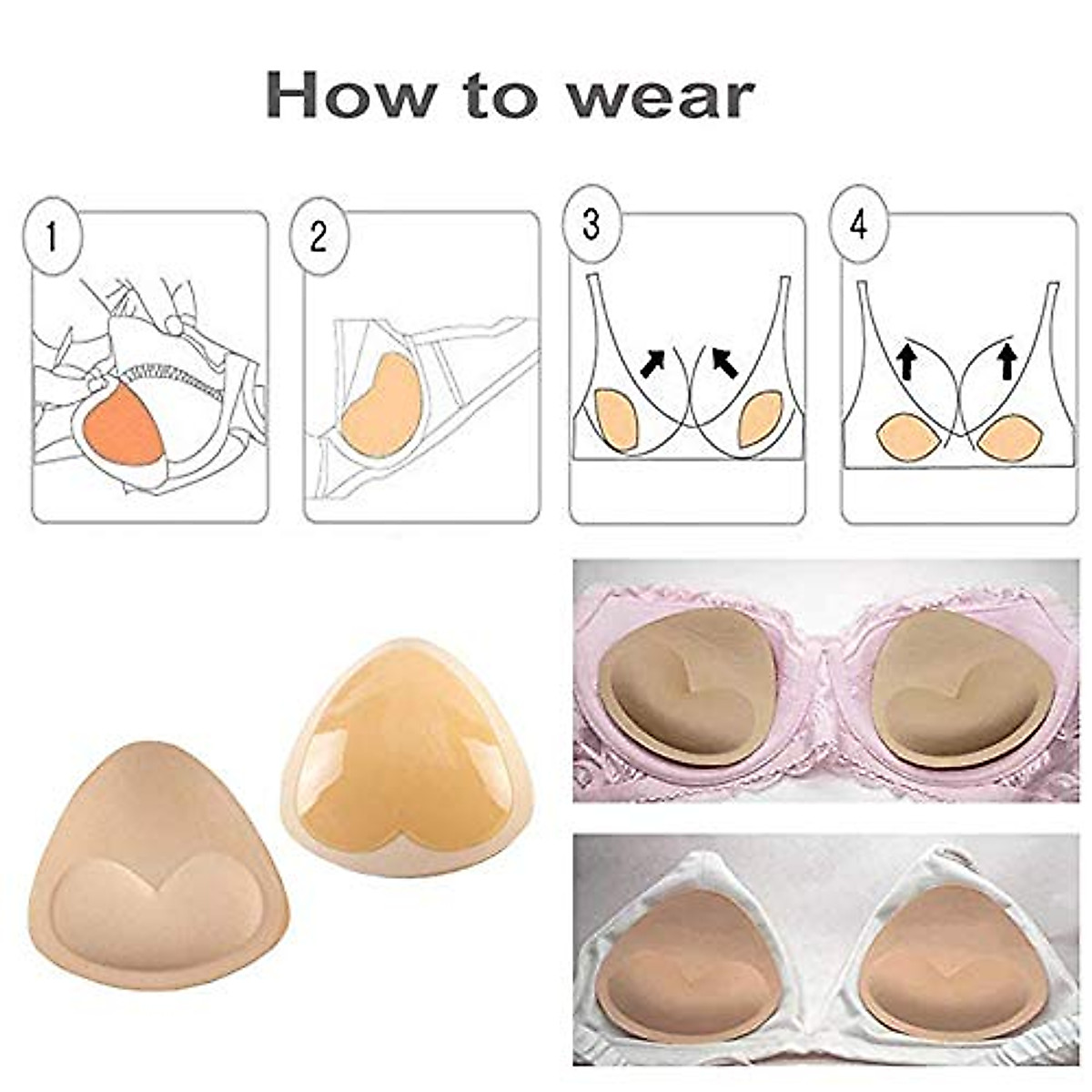 TopBine Bra Inserts Self-Adhesive Bra Pads Inserts Removable Silicone Breast Lift Sticky Cups (colorful)