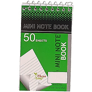 Personal Mini Notebooks, 3x5-Inch, College Ruled, White, 50 Pages per, Pack of 4 Colors: Black, Blue, Green, Red from Northland Wholesale. (2-Pack, 8 Mini-Notebooks)