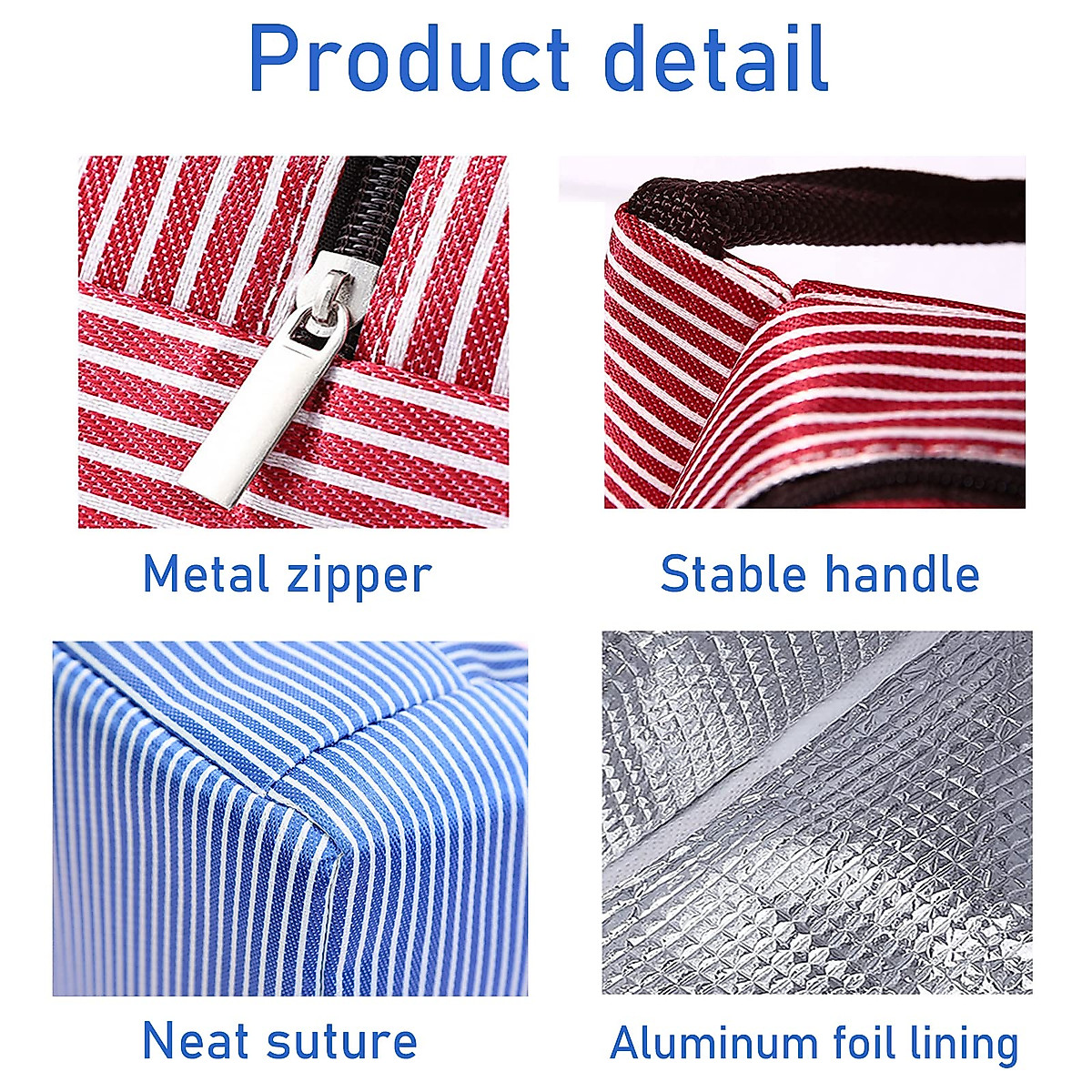 Lunch Tote Bag 4PCS Reusable Lunch Bag Portable Insulated Cooler Bag Thermal Lunch Organizer Bag for Work Picnic (Green+Red+Brown+Blue) Group02