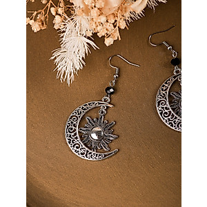 Sacina Gothic Goth Boho Sun and Moon Earrings, Celestial Earrings, Gothic Earrings, Goth Earrings, Boho Earrings, Halloween Christmas New Year Jewelry Gift For Women
