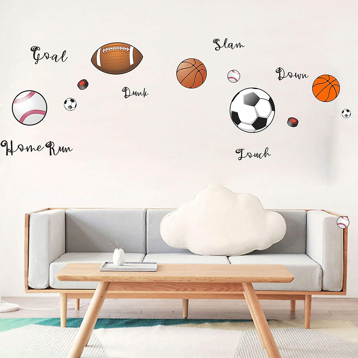 Sports Wall Decals Soccer Decal for Wall Rugby Wall Decals Baseball Wall Decor Basketball Decal Removable Peel and Stick Wall Decals Football Sticker for Boys Room