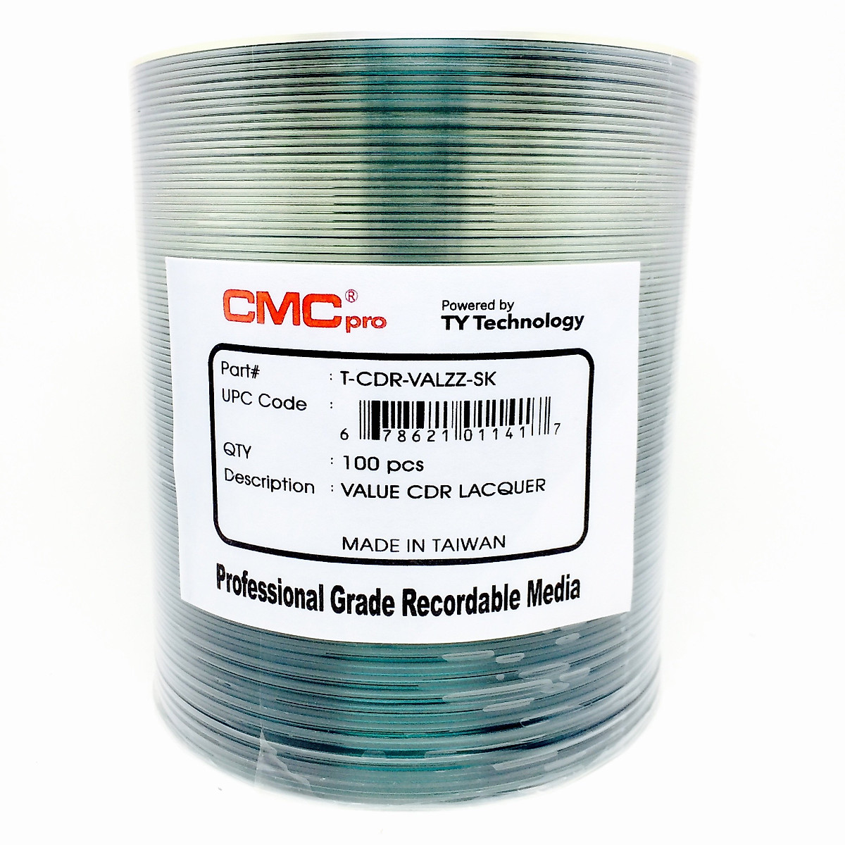 CMC Pro - Powered by TY Technology 48X Valueline Shiny Silver Lacquer CD-R 100 Disc Tape Wrap