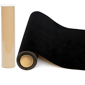 Mesheshe Self Adhesive Felt Fabric, Soft Velvet Drawer Liner, DIY Velvet Fabric for Art & Crafts, Jewelry Box Felt Liner, Solid Color Felt Wallpaper (17" x 130", Black)