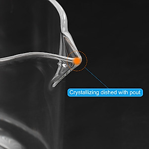 PATIKIL 500ml Crystallizing Dish, Borosilicate Glass Crystallizing Dished with Spout Flat Bottom Lab Dish Evaporation Dishes Transparent for Laboratory Kitchen Science Classroom