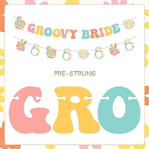 Sursurprise Groovy Bachelorette Party Decorations, Groovy Bride Banner, Retro Boho Hippie Banner for Groovy Bridal Shower Engagement Wedding Party Supplies