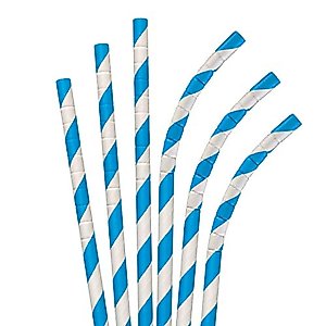 7.75” Blue Stripe Jumbo Eco-Flex Paper Straws, 4,800 ct.