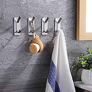 Taozun Towel Hook - Self Adhesive Hooks Bathroom Hooks Stainless Steel Robe Coat Hook 4-Packs