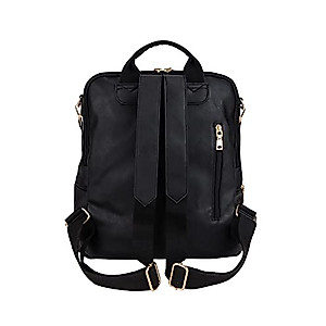 Women’s Fashion Backpack Purse With Faux Leather Purse Multipurpose Design Travel Handbag Shoulder Bag With Tassel Décor (Black)