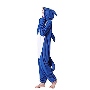 OGU' DEAL Adult Shark Onesie Cartoon Animal Jumpsuit Pajamas Christmas Shark Costumes Halloween Cosplay for Men